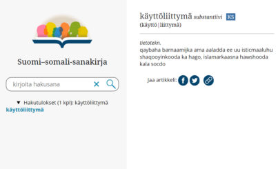 Suomi–somali-sanakirja - Kotus